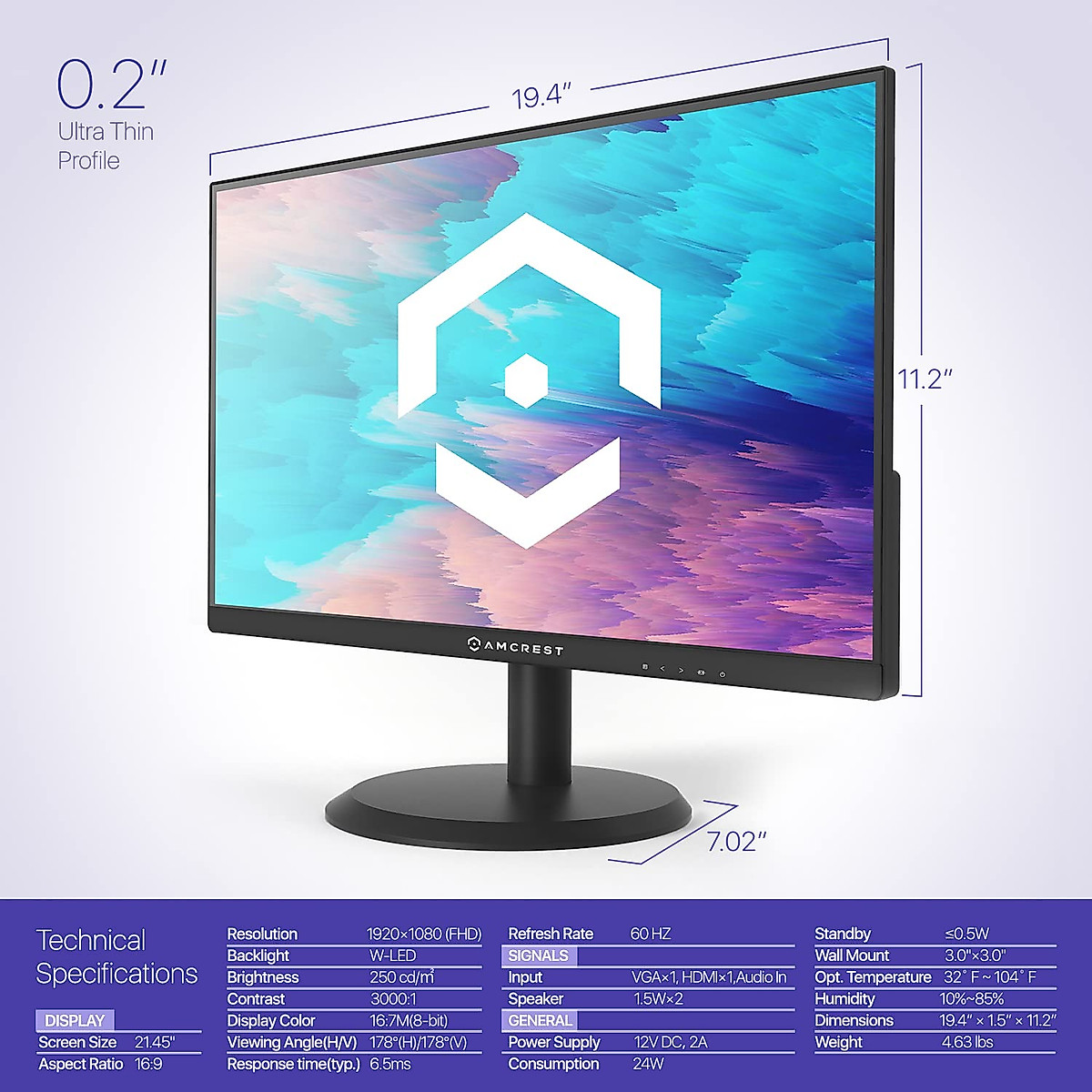 Amcrest 24/7 Surveillance Video Monitor Screen, 22 inch PC Computer NVR ...