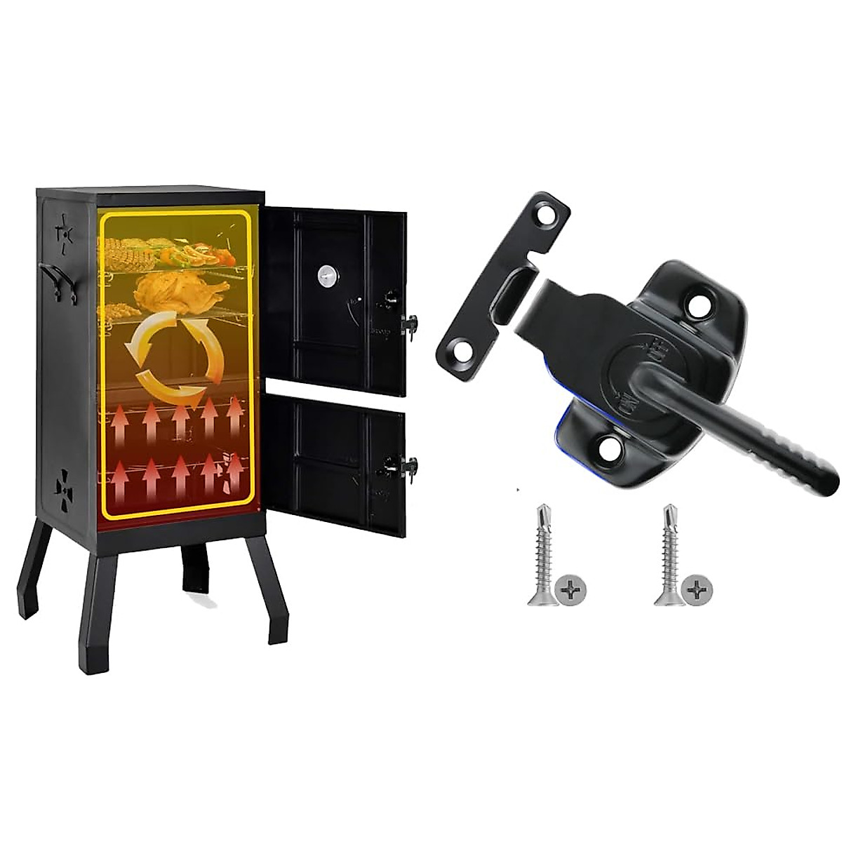 Smoker Door Latch for Pit Boss 1077, Rustproof Smoker Lid Clamp with Screws 4pcs, Smoker Leaf Latch for Cuisinart/Pit Boss Pro Series II 4 / Masterbuilt Electric Smoker Replacement Parts Latch Kits