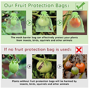 200 Pcs Fruit Protection Bags Fruit Netting Bags with Drawstring Fruit Bags for Fruit Fruit Protect Bags Vegetable Fruit Net Fruit Cover Mesh Bag for Protecting Fruits(Fruit Green,6 x 8 Inch)