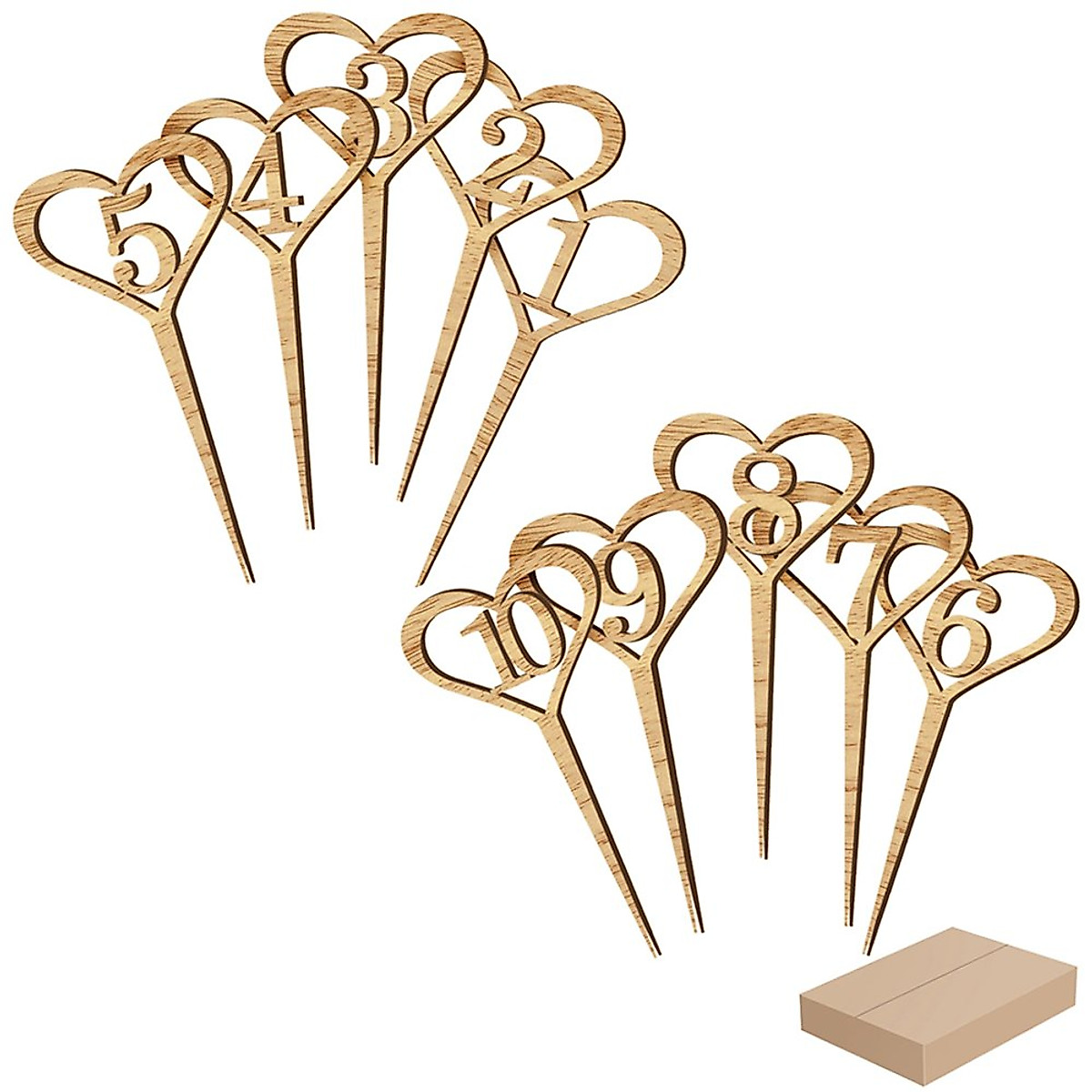 YOYOBALL8 1-10 Table Number Card Wooden Wedding Table Card Flower Seat Number Card from 1 to 10 Decoration Digital Topper,10Pcs