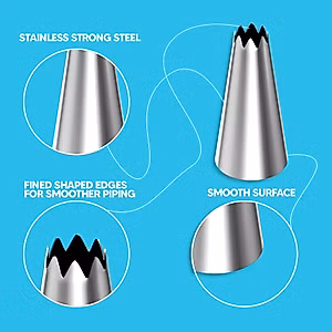Riccle Reusable Piping Bag and Tips Set - Strong Silicone Icing Bag and Tips - Ideal Icing Piping Kit of 2 Reusable Pastry Bag,2 Coupler, 10 Icing and Frosting Tips with 2 Bag Ties