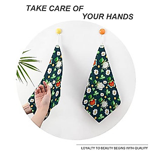 Lurnise Hand Towel Shamrock and White Flowers Golden Coins Hand Towels Dish Towel Lanyard Design for Bathroom Kitchen Sports