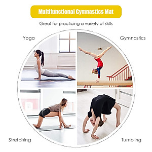 Giantex Folding Gymnastics Wedge Mat, w/Carrying Handles, Incline Gymnastics Tumbling Cheese Mat for Kids Play, Home Exercise, Aerobics, Gymnastics Training (Blue/Yellow)