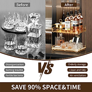 Seoneiro Whiskey Tray, Glass Cup Rack, Mug Holder, Coffee Cup Organizer, Bathroom Countertop Organizer Organizer with Drain Board Wine Glass Decorative Organizer, Food Tray, Kitchen Spice Rack