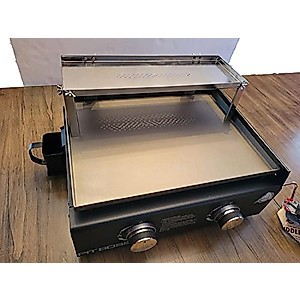 Wind Guard and Warming Rack Set for Pit Boss 2 Burner TableTop LP Gas Griddle and Other Portable Griddles in this size, Dark Brown (WGPB2)