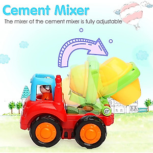 TINOTEEN Baby Toy Cars for 1 2 3 Year Old, 4 Pack Toddler Friction Powered Cars Push and Go Car Toys Baby Construction Vehicles