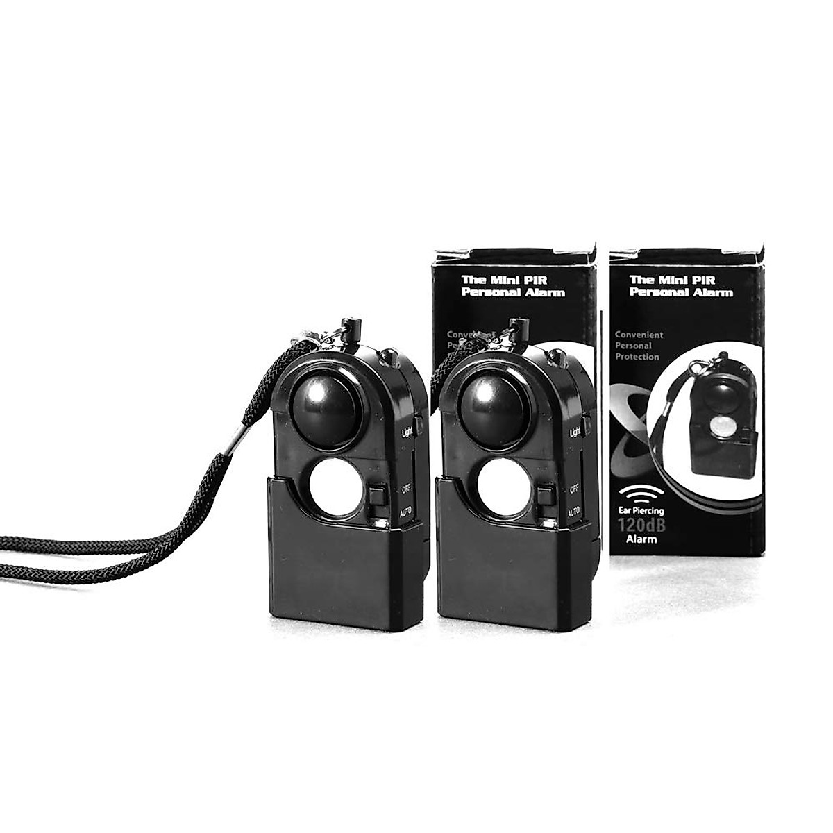 Portable Mini Motion Detector Alarm + 120DB Ear-Piercing Siren + SOS LED Light, Hotel Door Room Security Device for Female Women Kids Life Safety While Travelling Alone 2-Pack