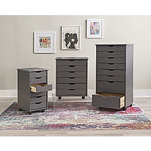 Linon Home Decor Products Corinne Six Drawer Storage, Grey Rolling Cart