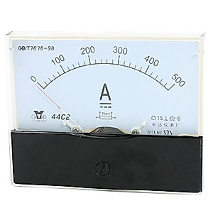 uxcell Analog Current Panel Meter DC 0-500A 44C2/500A Ammeter for Automotive Circuit Testing Charging Battery Ampere Tester Gauge Pack of 1