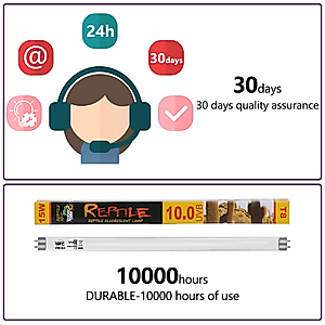 LUCKY HERP 18inch 15W T8 UVB 10.0 Reptile Light, UVA UVB Bulb, Fluorescent Lamp for Reptiles Amphibian