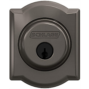 SCHLAGE Lock Company B60CAM622 Series Deadbolt Camelot Rose Single Cylinder Deadbolt, Matte Black