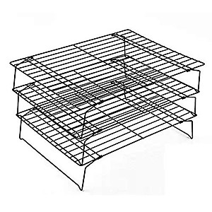Stackable 3-Tier Cooling Rack for Cookies, Cakes, Bread, Pizza and Other Baking Stuff Cooling and Drying, Painting Drying and more- Wire Racks Set of 3 Cooling & Drying Racks, Heavy Duty, Black