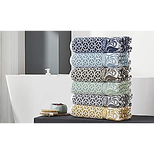 Modern Threads Trefoil Filigree 6-Piece Reversible Yarn Dyed Jacquard Towel Set - Bath Towels, Hand Towels, & Washcloths - Super Absorbent & Quick Dry - 100% Combed Cotton