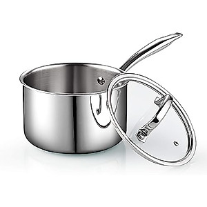 Cook N Home 7-Piece Tri-Ply Clad Stainless Steel Cookware Set, Silver,2644