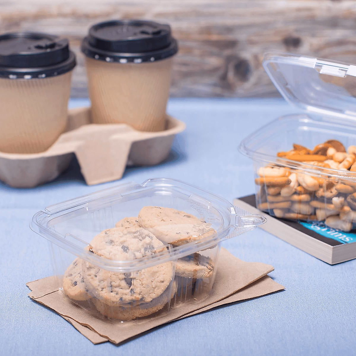 Karat 16oz PET Tamper Resistant Hinged Deli Container with Lid - 200 ct