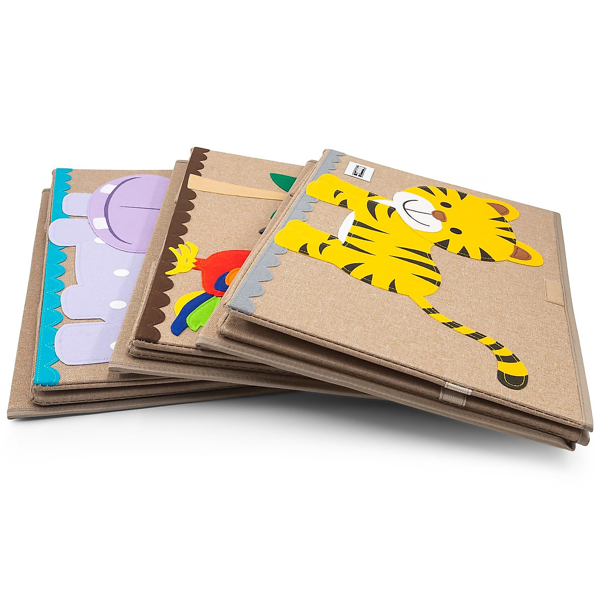 HYGGE + Animial Toy Storage Bin with Lid 20.8" x 13" x 13" Durable fabric & lightweight design. Great for storing toys, books, linens, games, clothing, baby products & more! (Safari Pack)