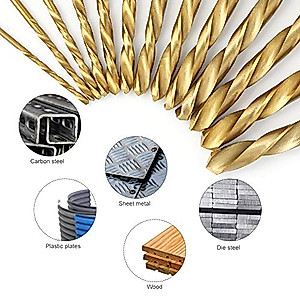 COMOWARE Left Hand Drill Bit Set, 13 Piece | M2 HSS with Titanium Nitride Coating | SAE (1/16" - 1/4")