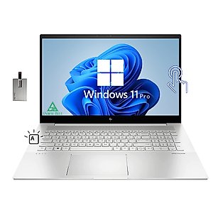 HP Envy 17.3" FHD IPS Touchscreen Laptop, Intel Core i7-1260P, 32GB RAM, 1TB PCIe SSD, Backlit Keyboard, Intel Iris Xe Graphics, 5MP IR Camera, Win 11 Pro, Silver, 32GB USB Card (Renewed)