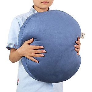 Hodeco Round Throw Pillow 18x18 for Kids 100% Polyester Filling Super Soft Cushion Ultra Fluffy Down-like Touch Decor Round Floor Pillow for Couch Bed Sofa, Navy Blue, 1 Piece