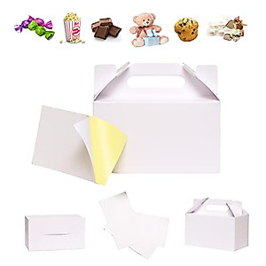 Lavender Roses 25 Pack White Gable Boxes Party Favor Paper Gift Box, 7x4x4 In for Gift Giving and Baked Goods with Printable Stickers