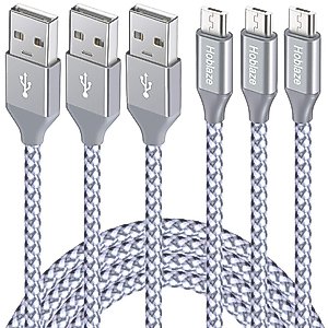 Hoblaze Micro USB Cable 10FT, Android Charger Cord 3Pack Long Nylon Braided Sync and High Speed Charging Cord Compatible with Samsung Galaxy S7 Edge S6, Android & Windows Smartphones and More