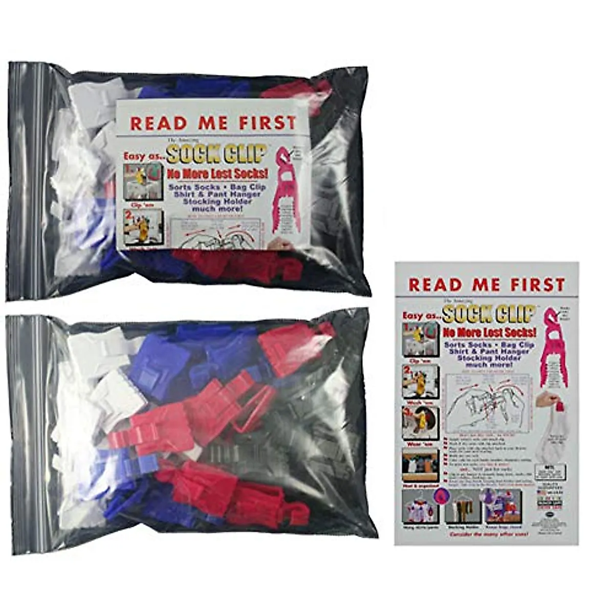 Amazing Sock Clip Sock Holder, Made in U.S.A. Laundry Time Saver, Washer-Dryer Safe, Rainbow Color Assorted 32 Clips, (8 Each of 4 Colors)