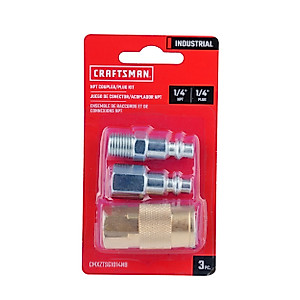 CRAFTSMAN 1/4-in NPT Universal Coupler/Plug Kit, 3-Piece, Industrial Interchange, Steel and Brass Construction