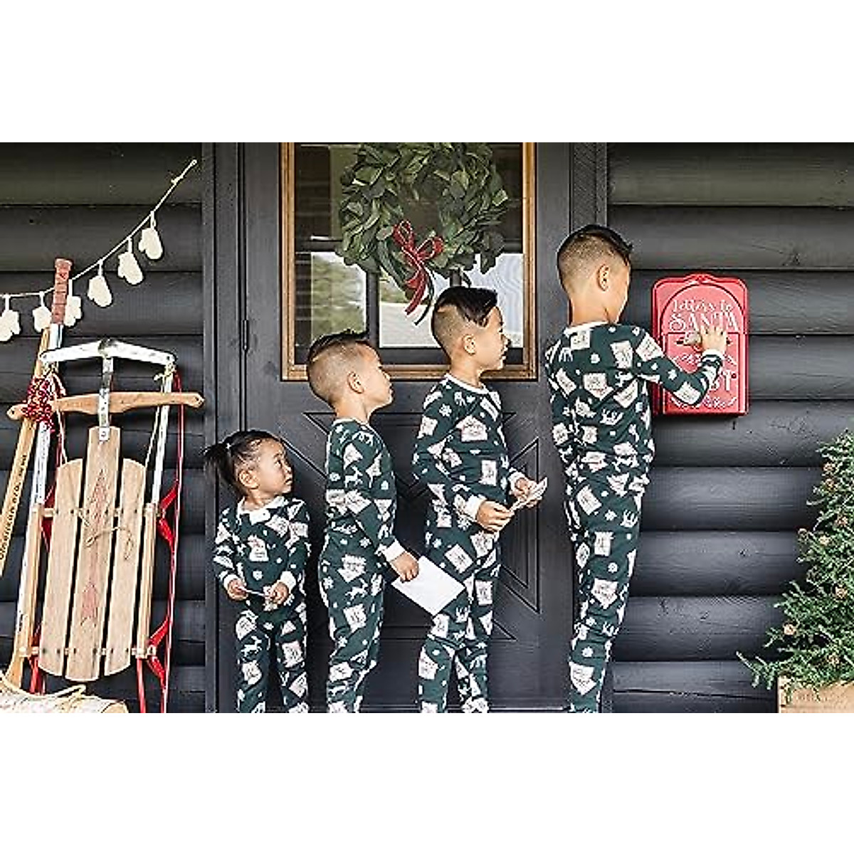 Burt's Bees Baby Baby Family Jammies Matching Holiday Organic Cotton Pajamas, Letters to Santa, Mens Medium