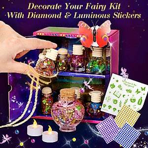 FUNZBO Fairy Polyjuice Potions Crafts for Girls Ages 6-8, Christmas Easter Gifts for 6 7 8 9 10 Year Old Girls & Girl Birthday Gifts, Fairy Garden Kit Gifts for Girls 6-8 8-10 8-12 Or Above (Red)