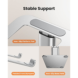 ErGear Adjustable Laptop Stand for Desk, Aluminum Ergonomic Laptop Stand Adjustable Height, Laptop Riser Computer Stand Holder Compatible with Air, Pro, Dell, Lenovo More 10"-15.6" Laptops, Silver