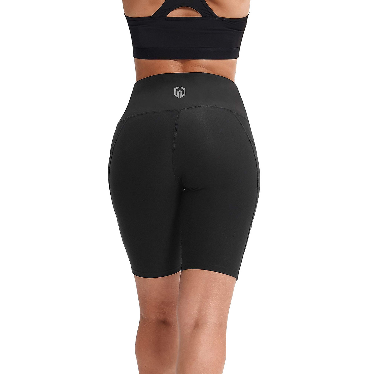 NELEUS Women's 3 Pack Biker Shorts High Waist Running Yoga Shorts with Pockets,3 Pack,Black/Black/Black,US S,EU M