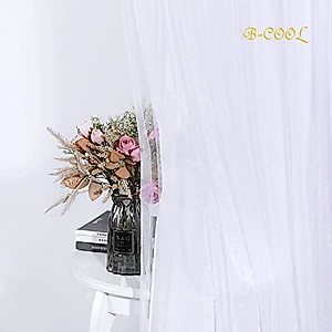 White Tulle Backdrop Curtains Wedding 2 Layer Sheer Drape Backdrop Cloth Polyester Backdrop for Baby Shower Parties Photography Props 5ftx7ft
