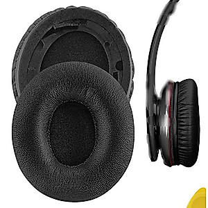 Geekria QuickFit Protein Leather Replacement Ear Pads for Beats Solo HD (810-00012-00) On-Ear Headphones Earpads, Headset Ear Cushion Repair Parts (Black)