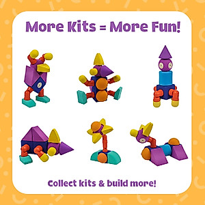 Blockaroo Magnetic Foam Blocks – STEM Preschool Toys for Children, Toddlers, Boys and Girls, The Ultimate Bath Toy – Critter Set, Bath Building Blocks, Engineering Toys for Kids 3-6