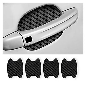 4PCS Car Door Handle Sticker, Carbon Fiber Anti-Scratches Car Door Cup Protector, Non-Marking Auto Door Handle Protective Film, Universal for Most Car Handles (Black/4PCS)