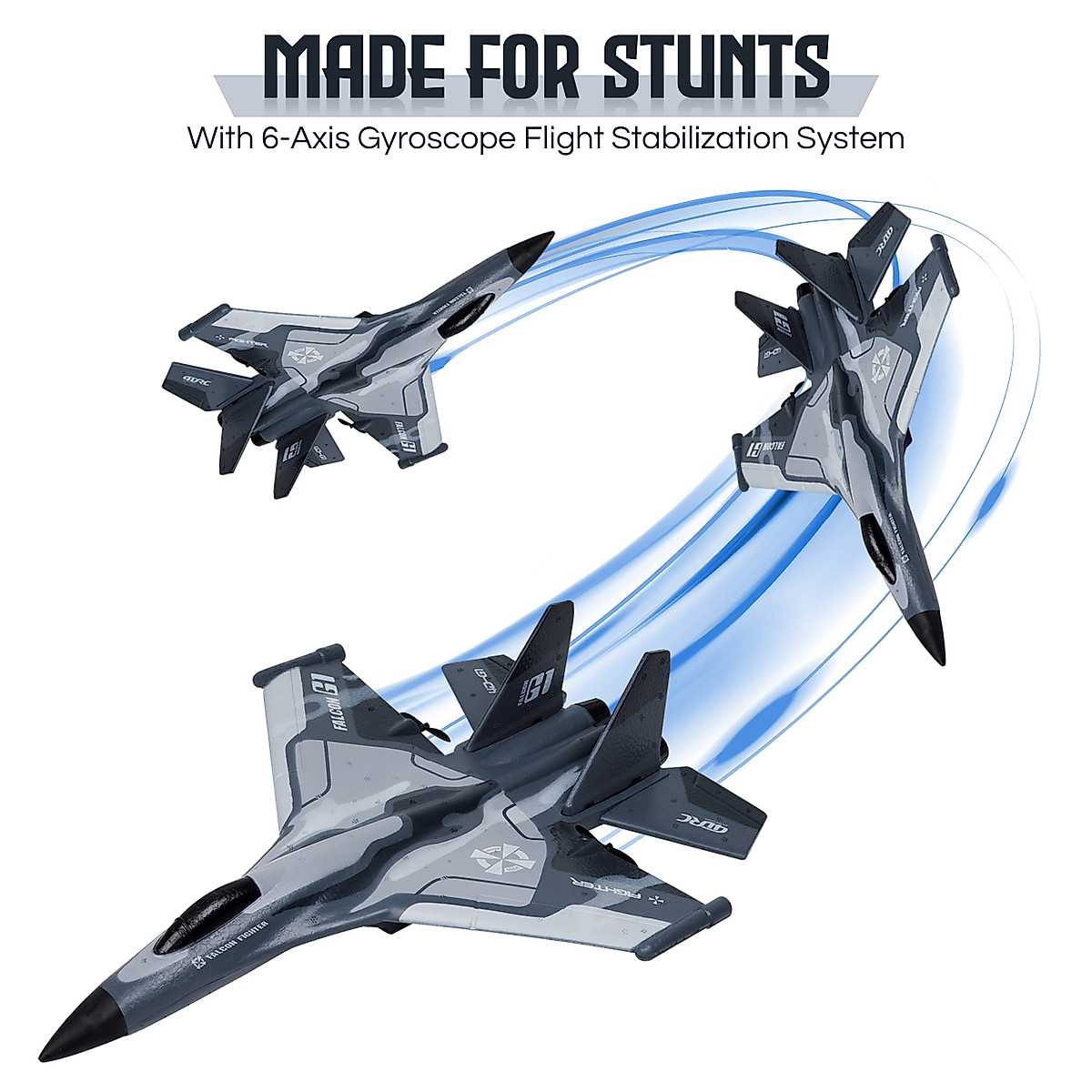 SkyylineTek RC Jet 2.4 Ghz RC Plane with Smart Gyroscope System, Dual-Motor, and LED Lights,F-22 Raptor Fighter Jet Toy, EPP Foam RC Glider, Great Remote Control Plane for Beginners, Kids, and Adults