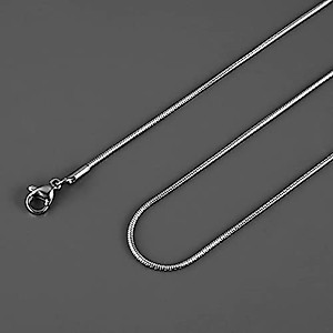 HZMAN Silver 1.2mm Width Stainless Steel Dainty Thin Round Snake Chain Necklace 16"-24'' inch Link for Women Men with Lobster Claw Clasp（16"