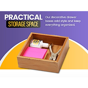 YBM HOME Bamboo Drawer Organizer Storage Box for Kitchen Drawer, Junk Drawer, Office, Bedroom, Children Room, Craft, Sewing, and Bathroom, 2 Pack 10x14x2 inch
