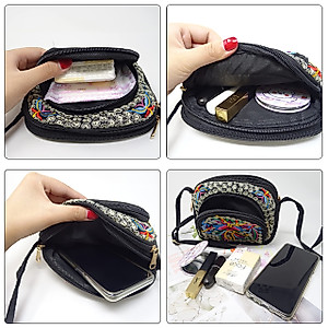 Honbay Yunnan Ethnic Style Handmade Embroidered Crossbody Bag Mini Canvas Shoulder Bag for Women and Girls