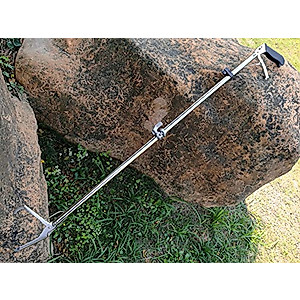 Ouronehome 60" Extra Heavy Duty Snake Tongs Foldable Reptile Grabber Catcher Wide Jaw Handling Tool with Auto Lock and Non-Slip Grip Handle