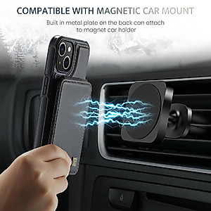 ASAPDOS iPhone 15 Case with Card Holder,PU Leather Shockproof iPhone 15 Wallet Case with RFID Blocking Card Holder and Kickstand for Men Women Black