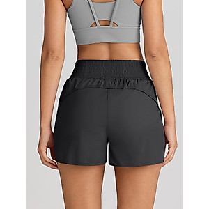 AUTOMET Womens Athletic Shorts High Waisted Running Shorts Gym Workout Shorts Casual Comfy Sport Shorts with Pockets 2024 Black