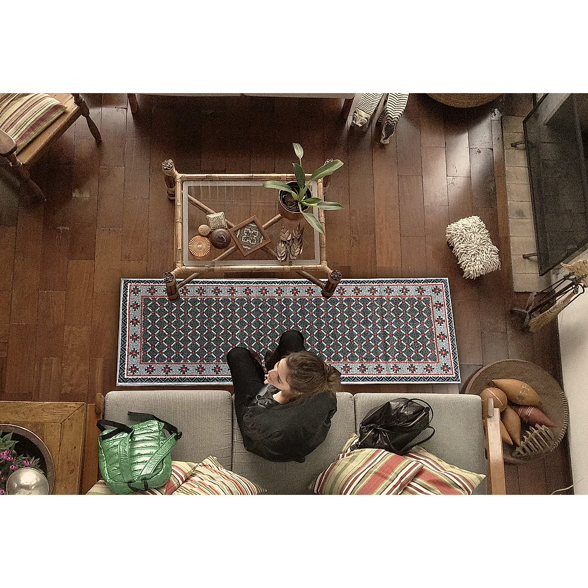 Gloria Kitchen Mat Low Profile Non Slip Skid Resistant Thin Kitchen Runner Rugs (2x7, 1992-Gray)