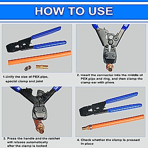 JWGJW PEX CINCH TOOL PEX CINCH CLAMP FASTENING TOOL FROM 3/8"TO1",PEX CINCH CRIMPING TOOL CRIMPER (001)