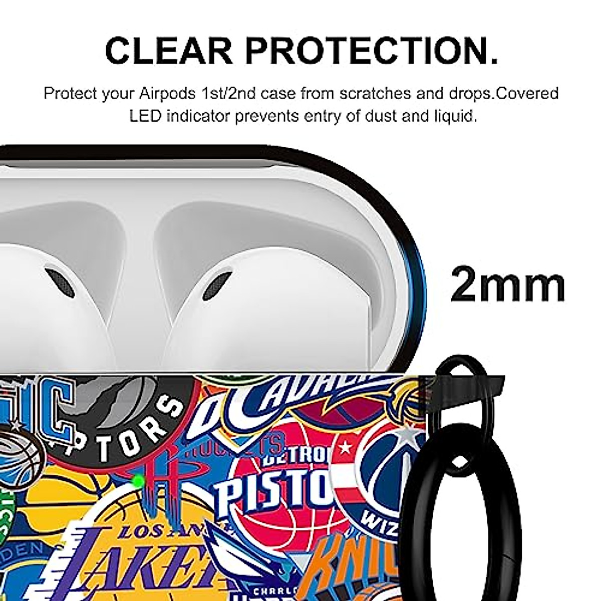 Gedicht for Airpods 2nd Generation Case Sports Basketball Football, Protective TPU Soft Cases Cover Rugged for Apple Airpod 1st Generation Case with Keychain for Women Men，Basketball