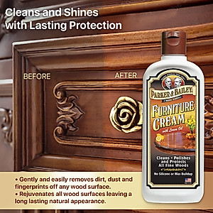 Parker & Bailey Furniture Cream - Multisurface Wood Cleaner and Polish Furniture Quick Shine Restorer Protector Kitchen Cabinets Surface Cleaner House Cleaning Supplies Home Improvement