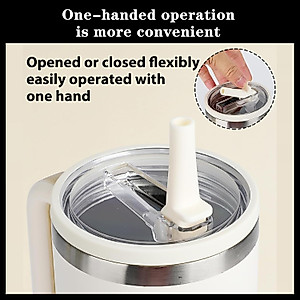 2 Pack 40 oz Tumbler Flip Straw Lid Replacement fit for Stanley Quencher, Spill Proof Splash Resistant Tumbler Lids, Reusable Tumbler Cover (A)