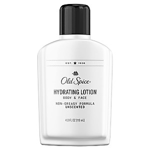 Old Spice Hydrating Body and Face Lotion, Unscented, 4 oz