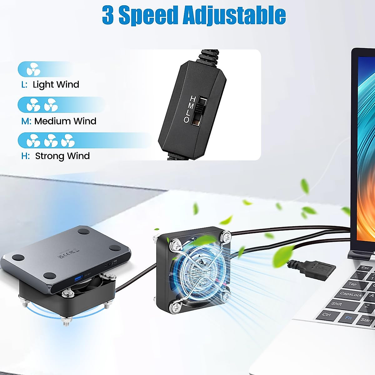 GDSTIME 2-Pack Quiet 40mm USB Fans with 3 Speed Control, Mini 5V DC Brushless Computer Case Fan for VR Gear Raspberry Pi Cosplay Helmet Mini PC Aquarium Roku Router Cooling Ventilation