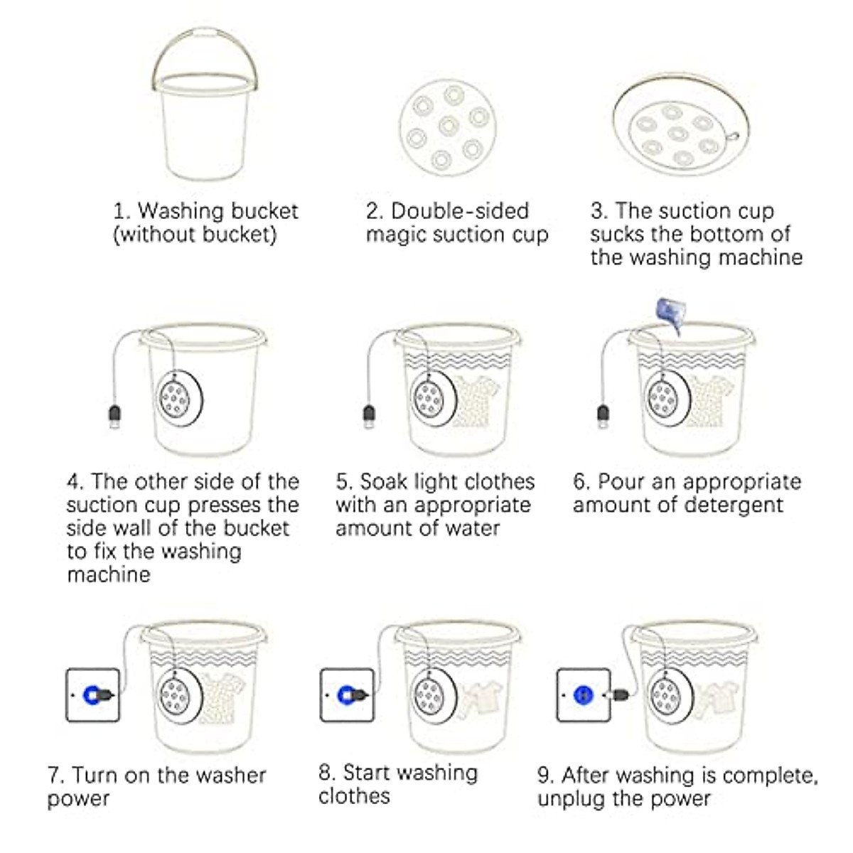 jeerbly Portable Washing Machine Turbo Washer,Ultrasonic Turbine Washing Machine 3 In 1 Dishwashers,Mini Washing Machine with USB for Travel Trip Rooms